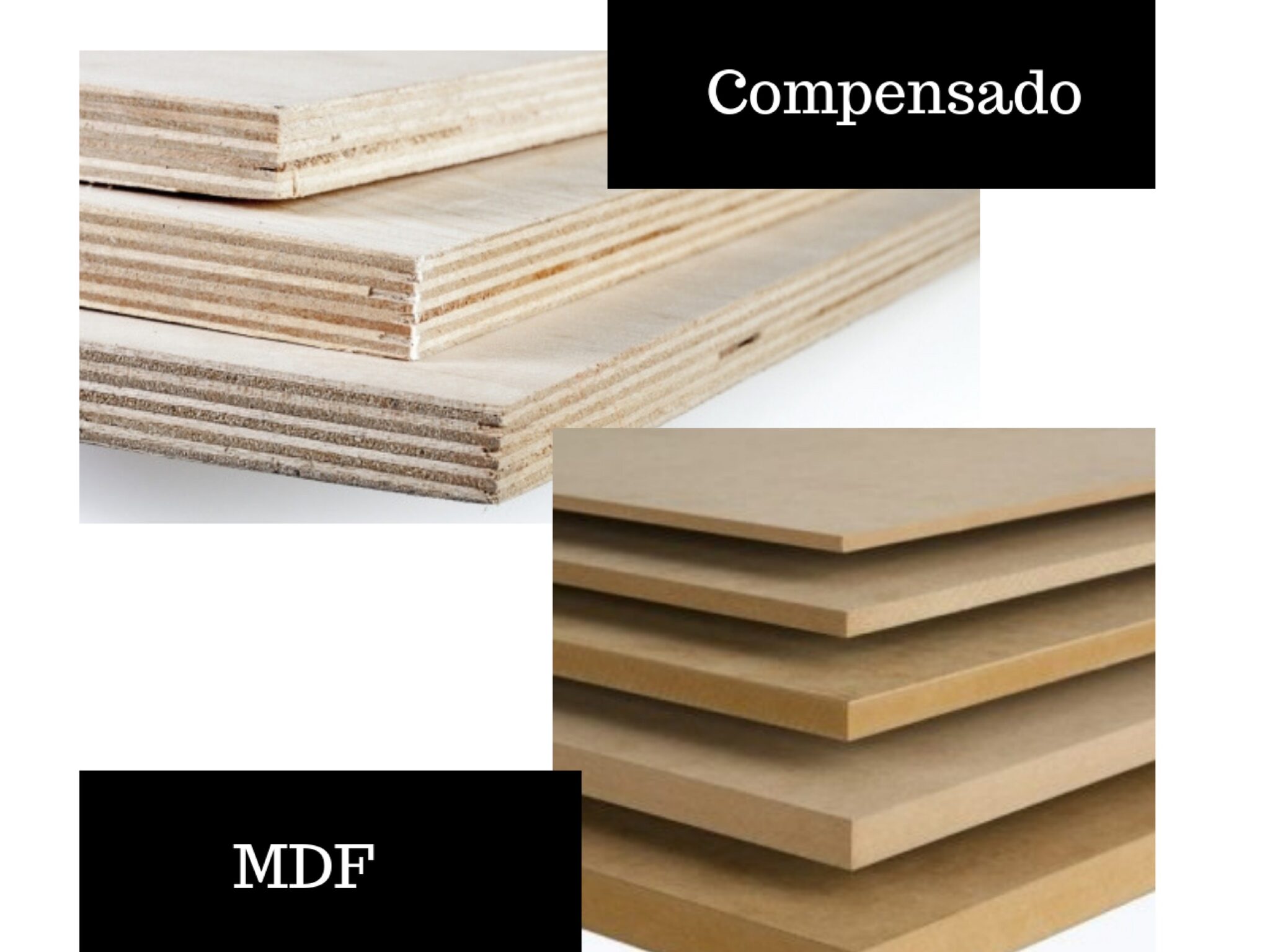 Comparação entre compensado e MDF plastificado